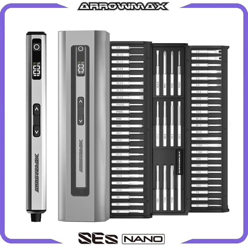 ARROWMAX Mini Electric Screwdriver Set 60 in 1 Precision Cordless Scre ...