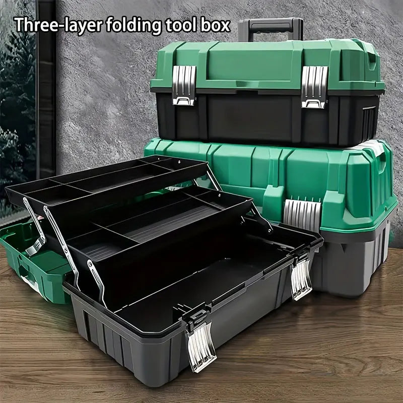 Three-layer foldable tool box household storage box multi-functional h ...