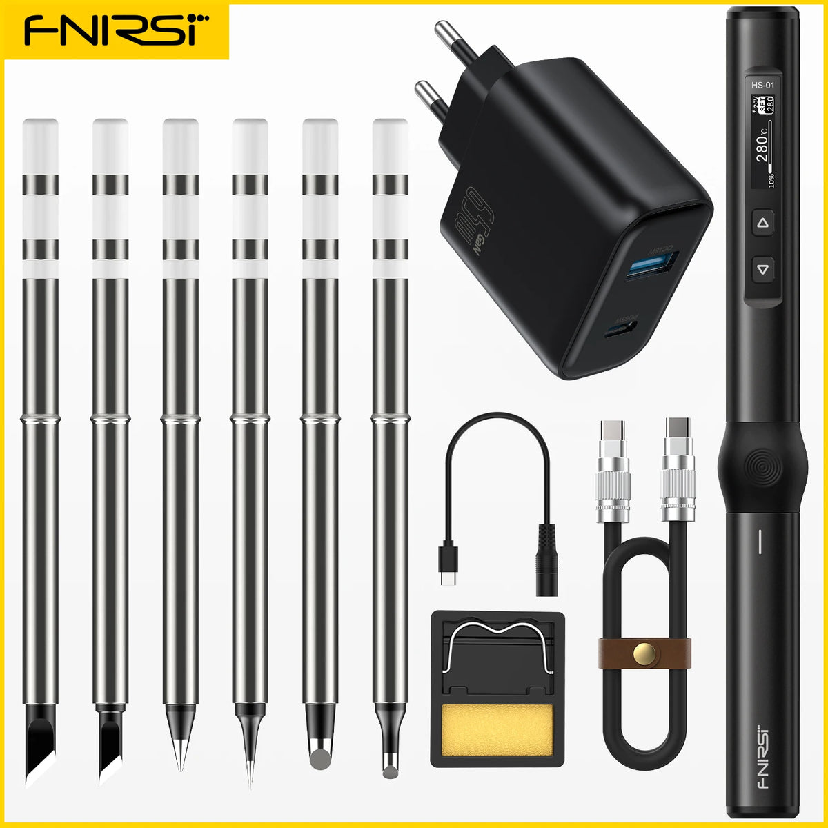 FNIRSI HS-01 Adjustable Temperature Soldering Iron DC 24V 80-420℃ Weld ...