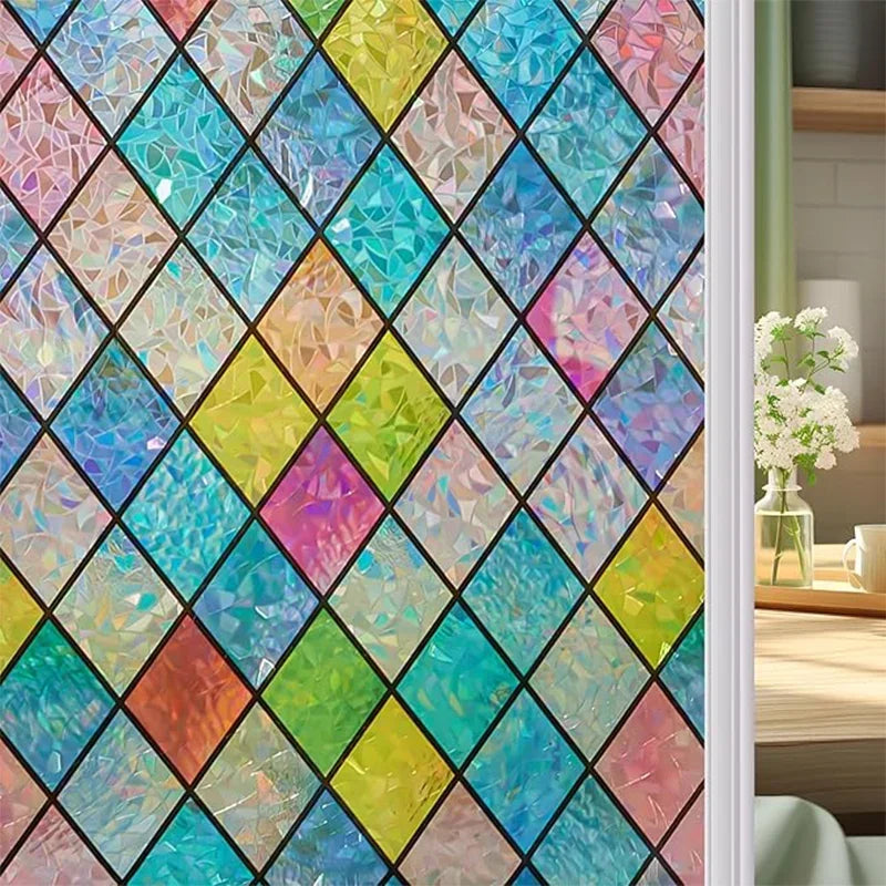 Window Film Rainbow Holographic Window Privacy Film Decorative UV Sun ...