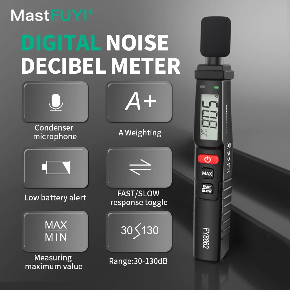 MASTFUYI Noise Meter Sound Level Meter A Weighted 30dB to 130dB Fast R ...
